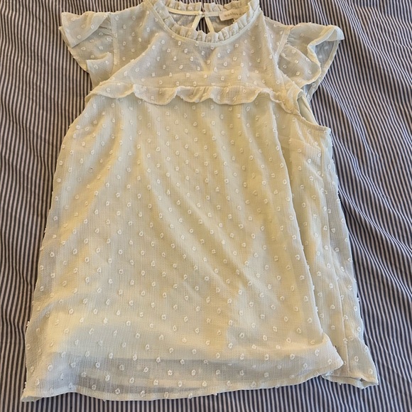 Monteau | Tops | Monteau White Blouse With Flutter Cap Sleeves | Poshmark